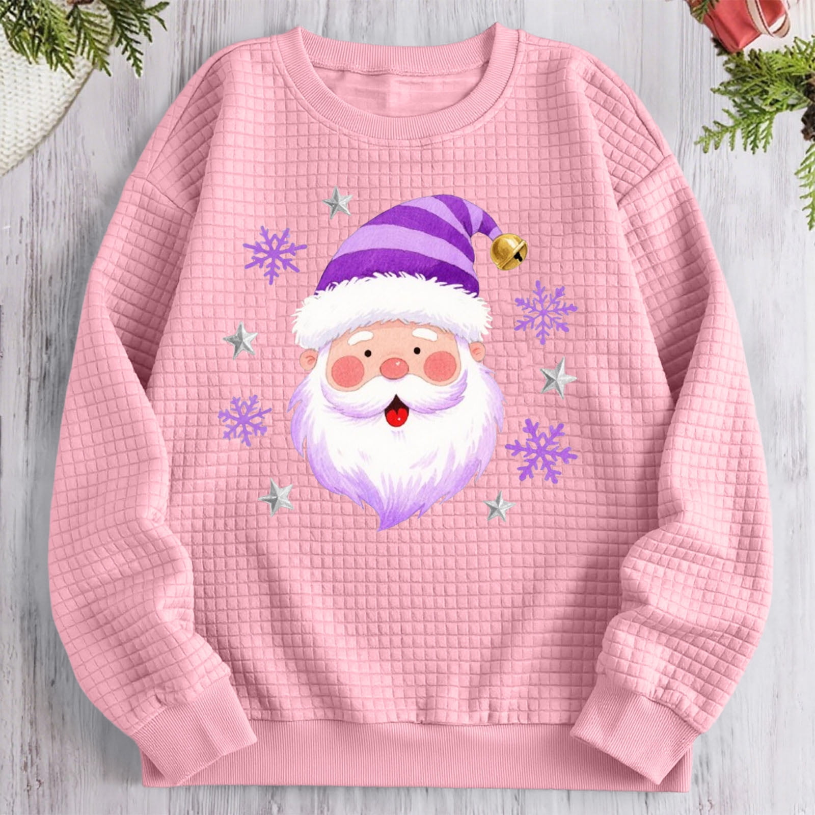 Aboser Merry Christmas Sweatshirts for Women Cozy Waffle Knit Shirts ...
