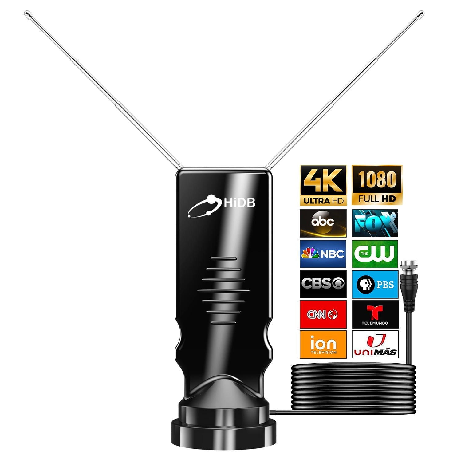 "HIDB Indoor TV Antenna, 120 Miles Long-Range Reception, Compact 1.25 ...