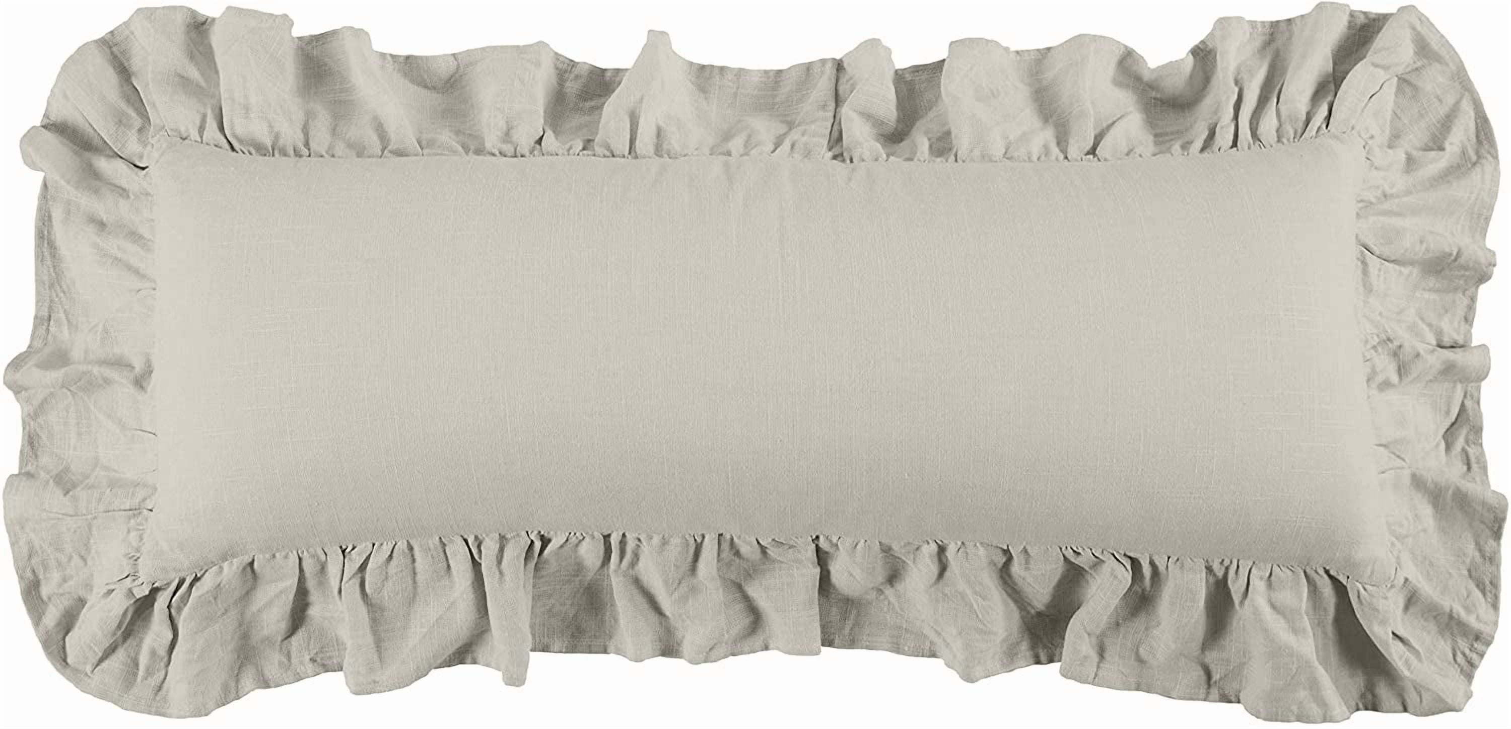 HiEnd Accents Luna Washed Linen Ruffled Lumbar Pillow, 14x36 inch ...