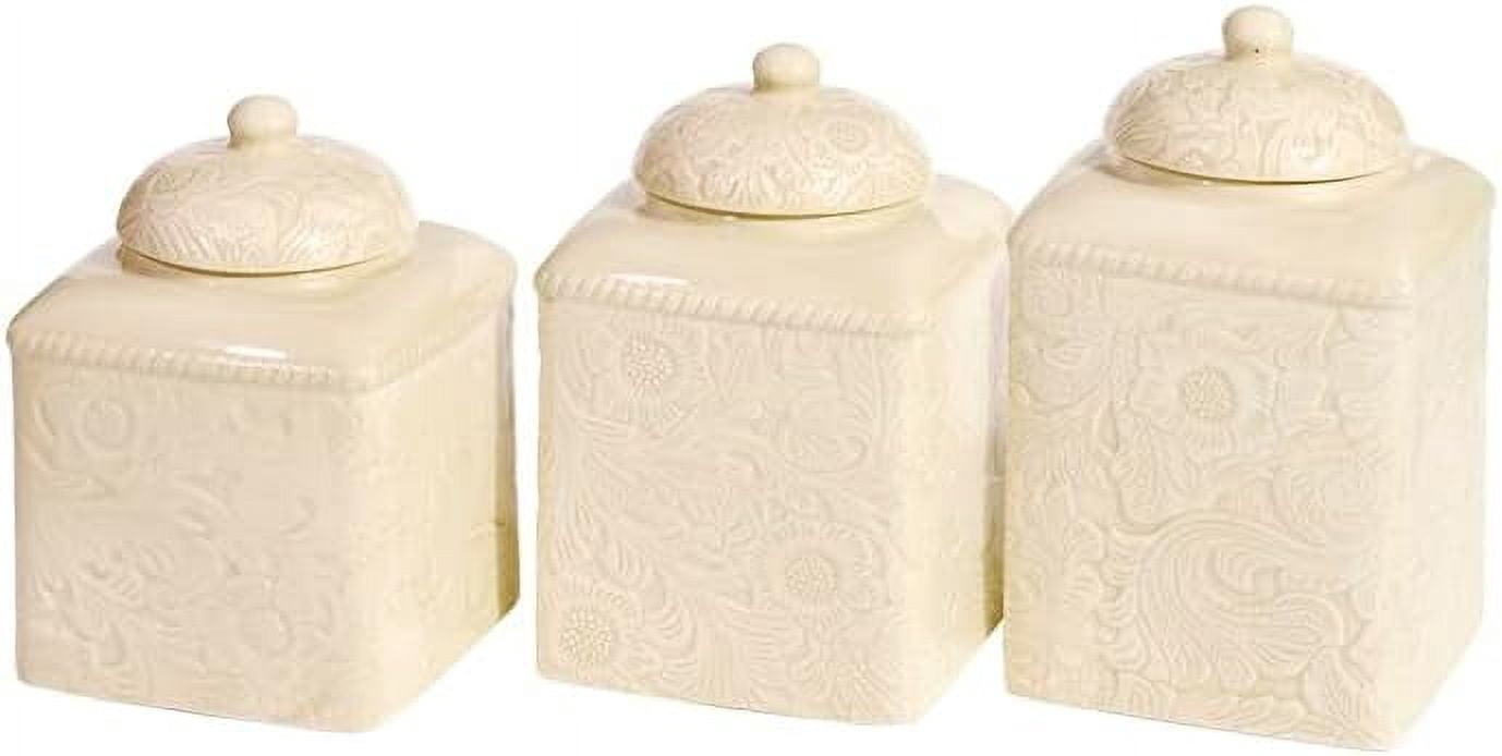 HiEnd Accents Savannah 3 Piece Ceramic Dinnerware Square Canister Set ...