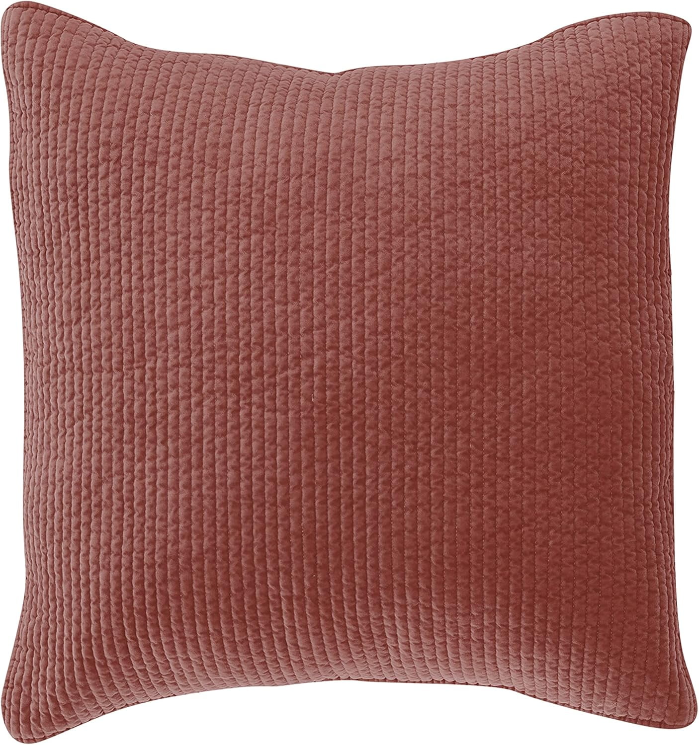 HiEnd Accents Stonewashed Velvet Quilted Euro Sham, 27x27 inch, Salmon ...