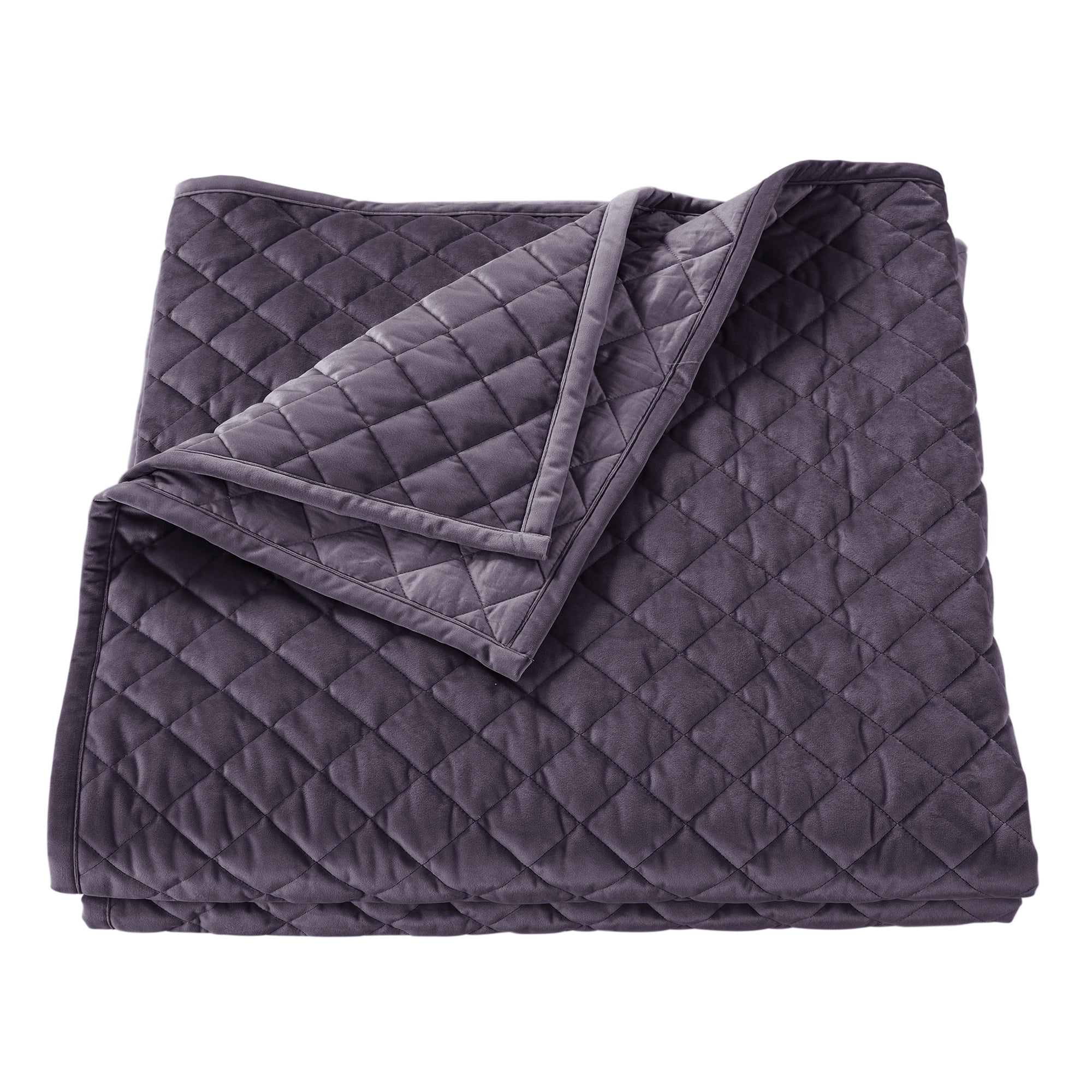 HiEnd Accents Velvet Diamond 1 Piece Quilt, Amethyst Solid Color Modern ...
