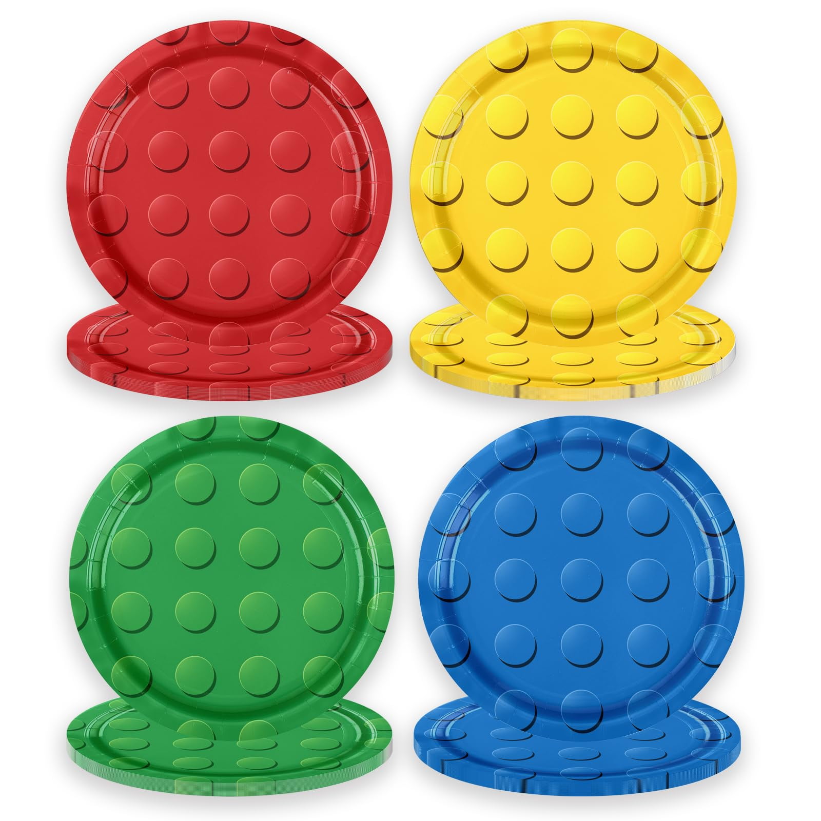 HiEnjoin 40PCS Building Block Party Plates, AFN1Colorful Building ...
