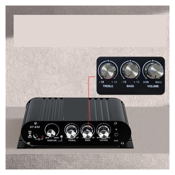 HiFi 2.1 Channel Amplifier Stereo Treble and Subwoofer Adjustment Bass ...