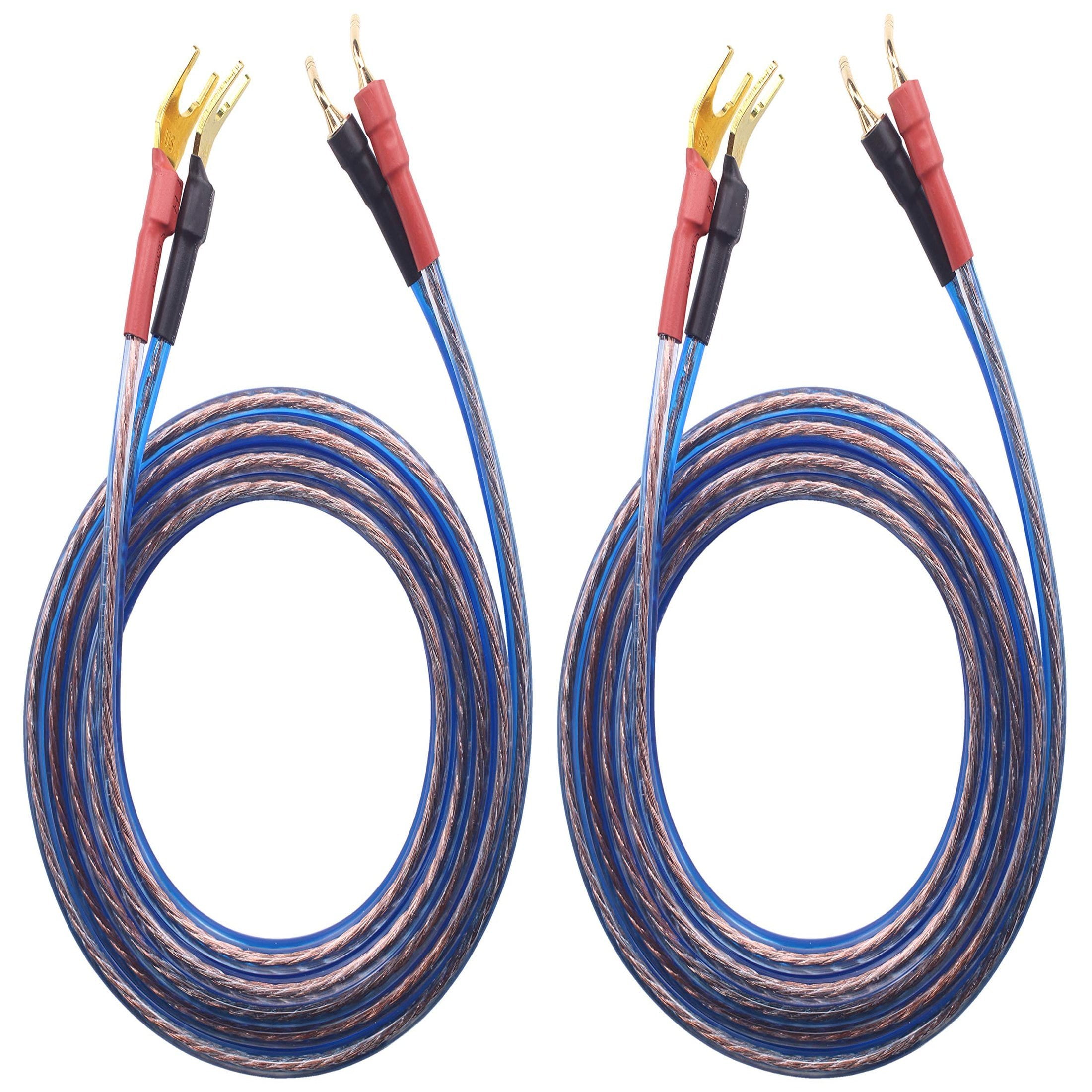 HiFi OFC Speaker Wire Set with Spade and Pin Connectors 1.5M - Walmart.com