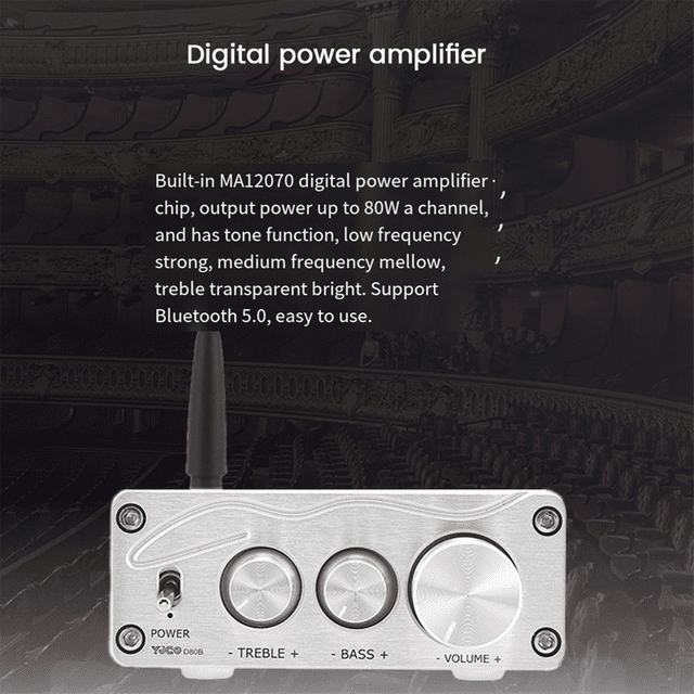 HiFi Sound Amplifier MA12070 80Wx2 Bluetooth 5.0 Stereo Audio Power ...