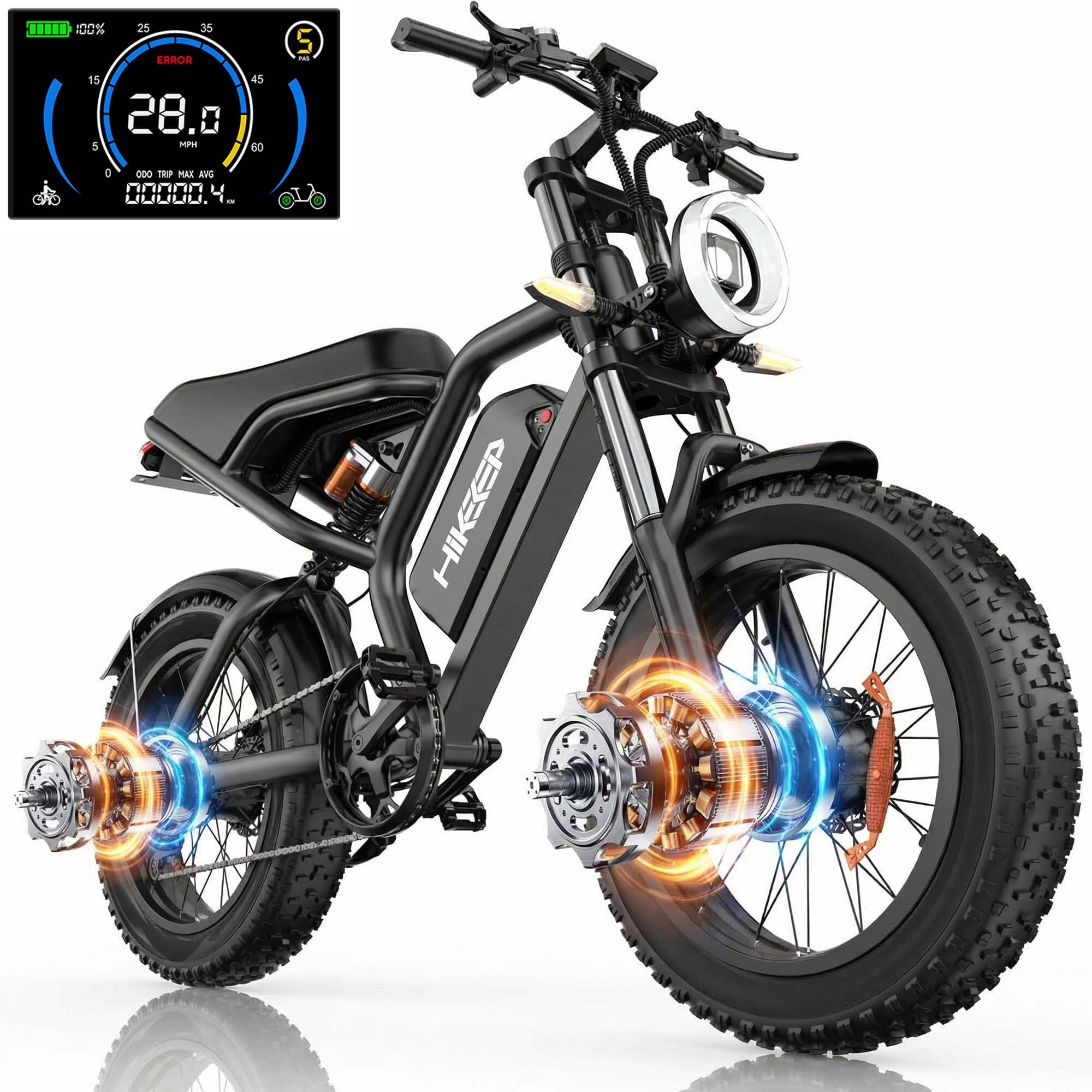 HiKeep, Electric Bike for Adults, 3000W Full Suspension, 20" Fat Tire ...
