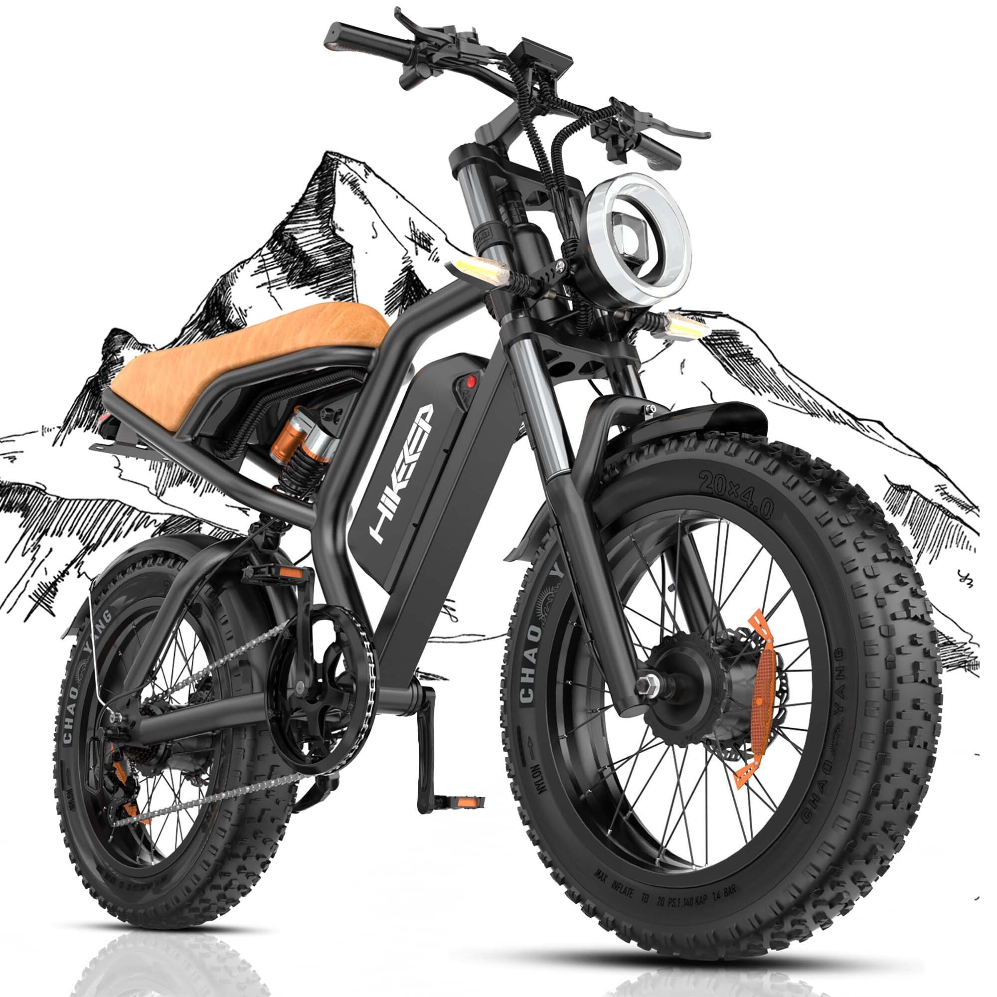 HiKeep Electric Bike for Adults 20" Fat Tire Ebike, Dual 750W E-Mountain Bike, 48V 15Ah Battery ...