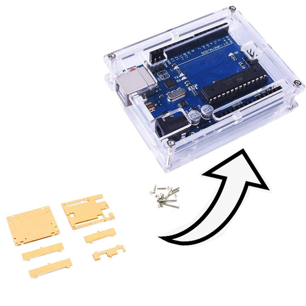 HiLetgo 5pcs UNO R3 KEF16 ATmega328P ATMEGA16U2 Enclosure Case Kits Transparent Acrylic ...