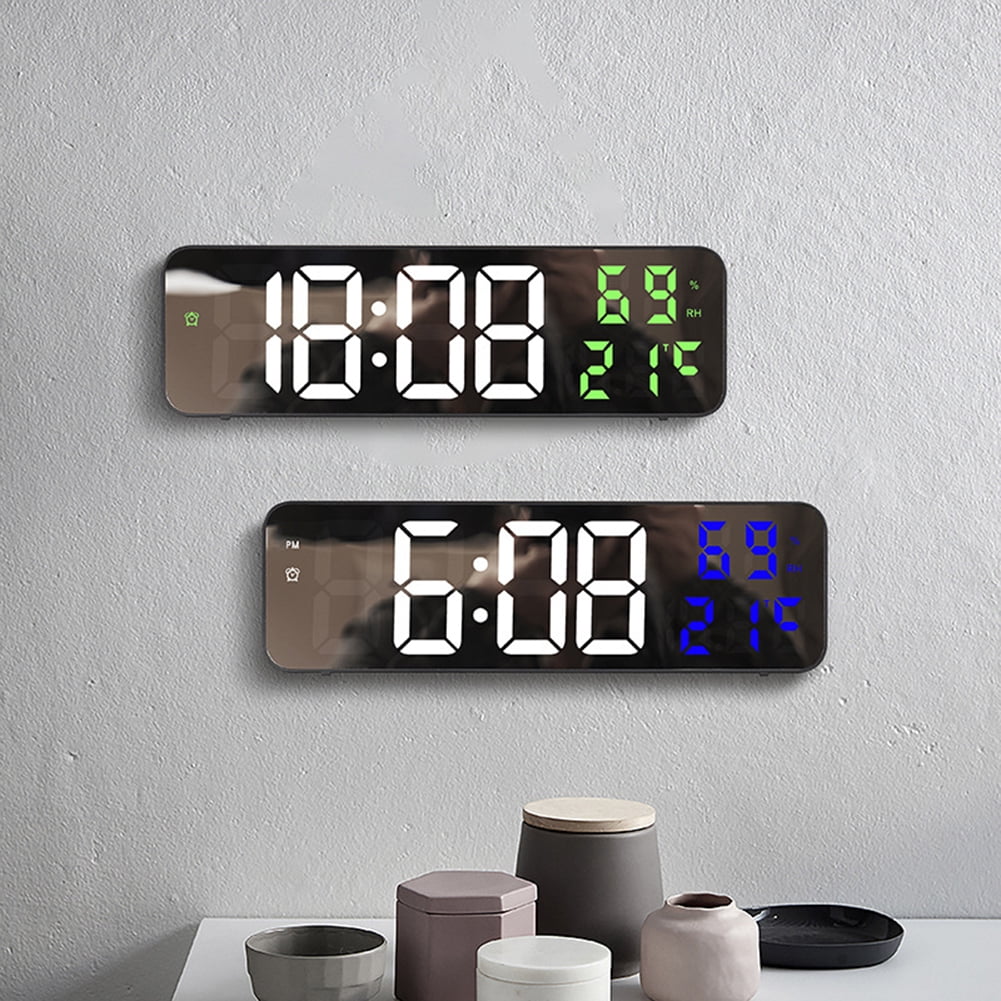 HiMiss LED Wall Mount Alarm Clock, Temperature Humidity Display ...