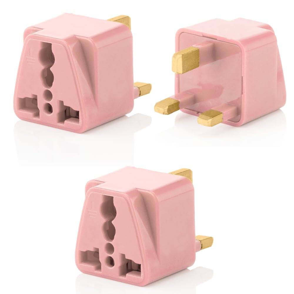 HiPlasst 3pcs Pack India to UK Plug Adapter TypeG Plug Adapter UK Converter for Indian Plug for ...