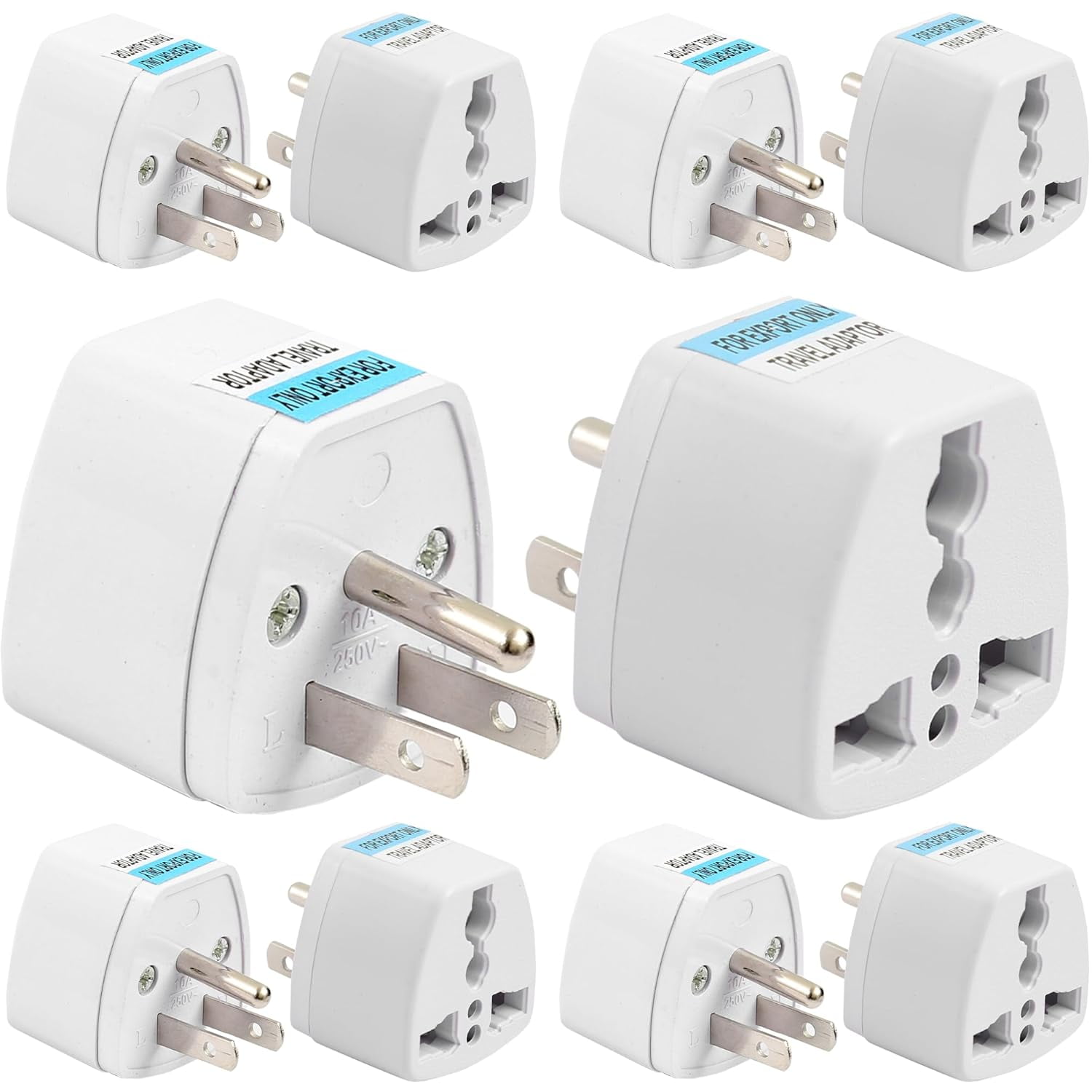 HiPlasst India to USA Type B Plug Adapter Pack of 10 Universal Travel ...