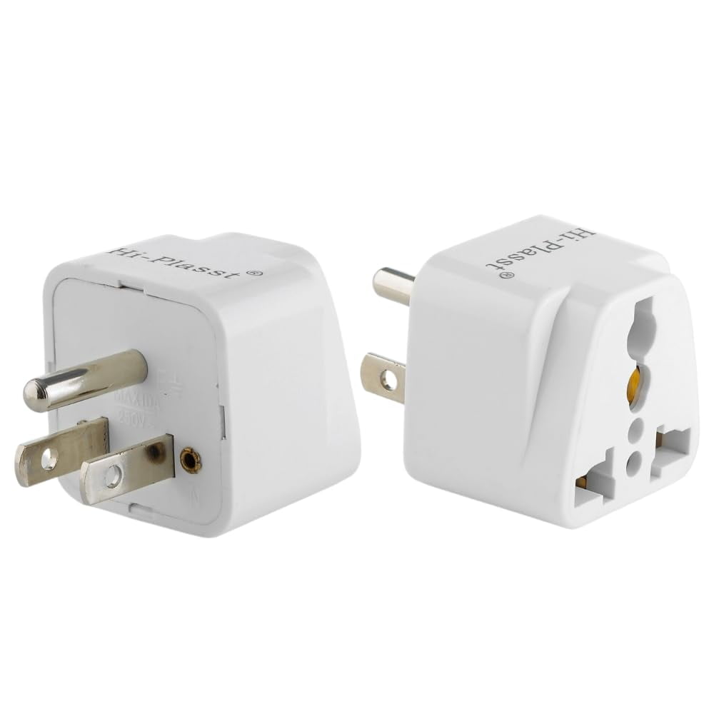 HiPlasst Pack of 1 US Travel Adapter Converter 3 Pin Type B Plug with ...
