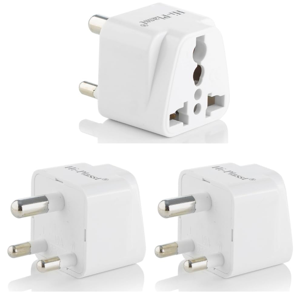 HiPlasst Pack of 3 US to India Converter Plug Type D Adapter with 3Pin ...
