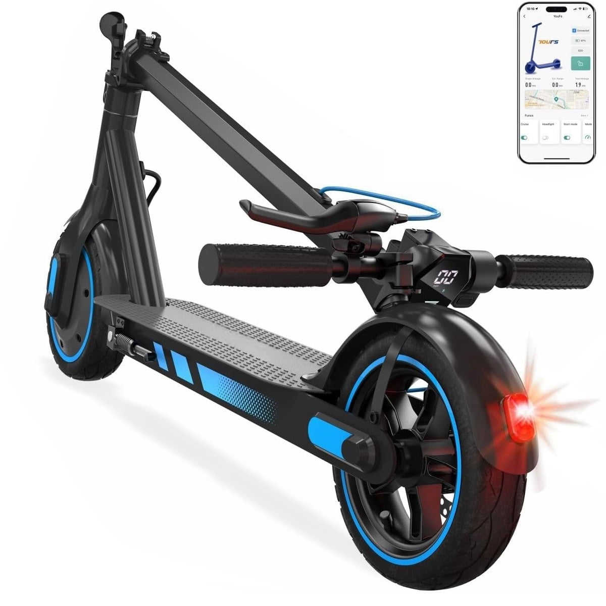 HiQiS Electric Scooter for Adults, 500W Motor, 10"Air Tires, up to 22 ...