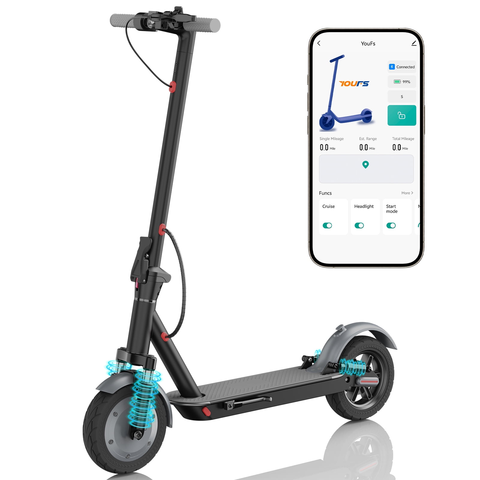 HiQiS Electric Scooter for Adults, 350W,19MPH Top Speed,21-25 Miles ...