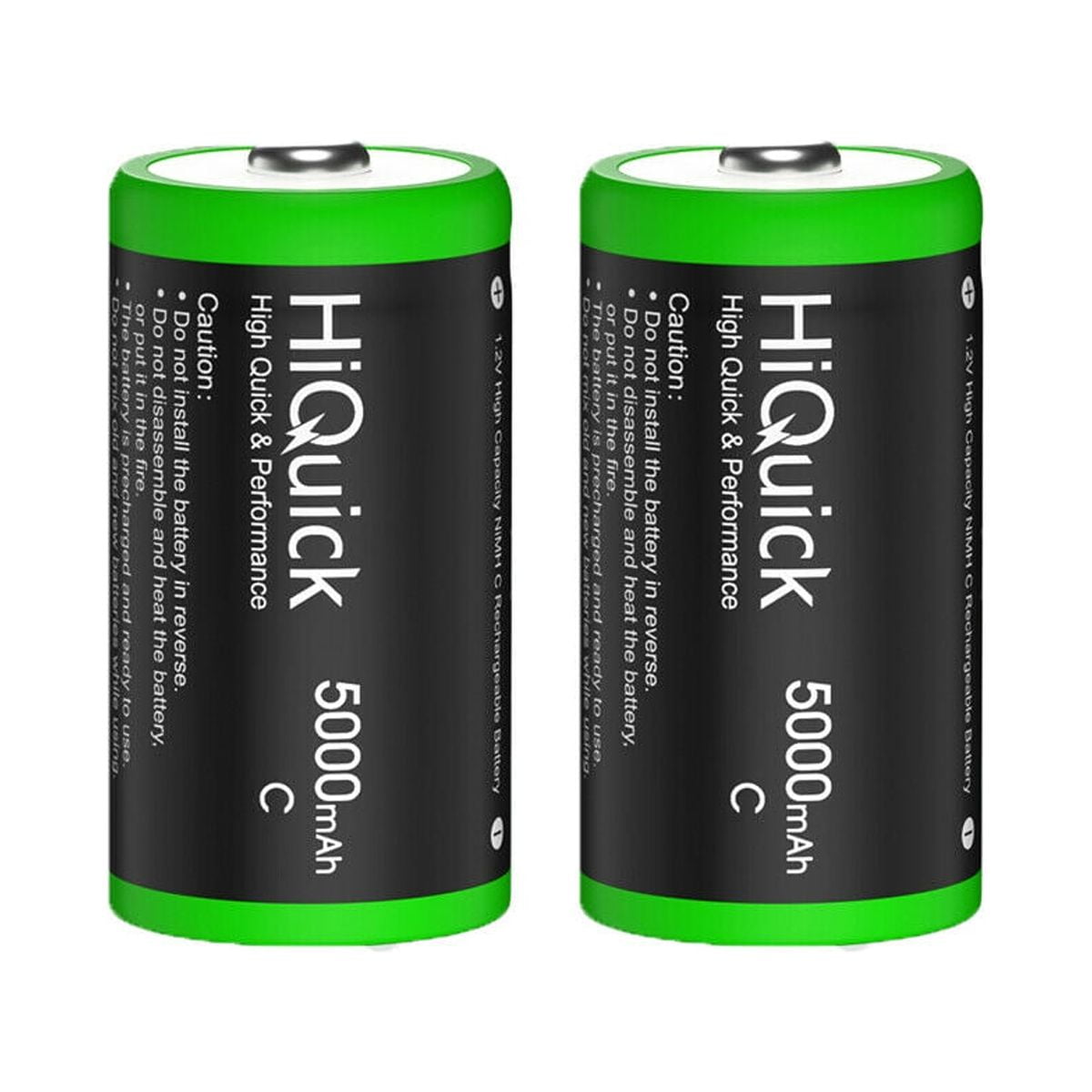 HiQuick 1.2 Volts 5000mAh Rechargeable C Batteries (2 Pack), NiMH C ...