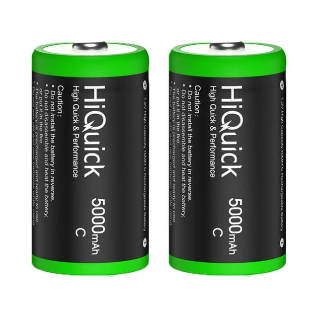 HiQuick 1.2 Volts 5000mAh Rechargeable C Batteries (2 Pack), NiMH C ...