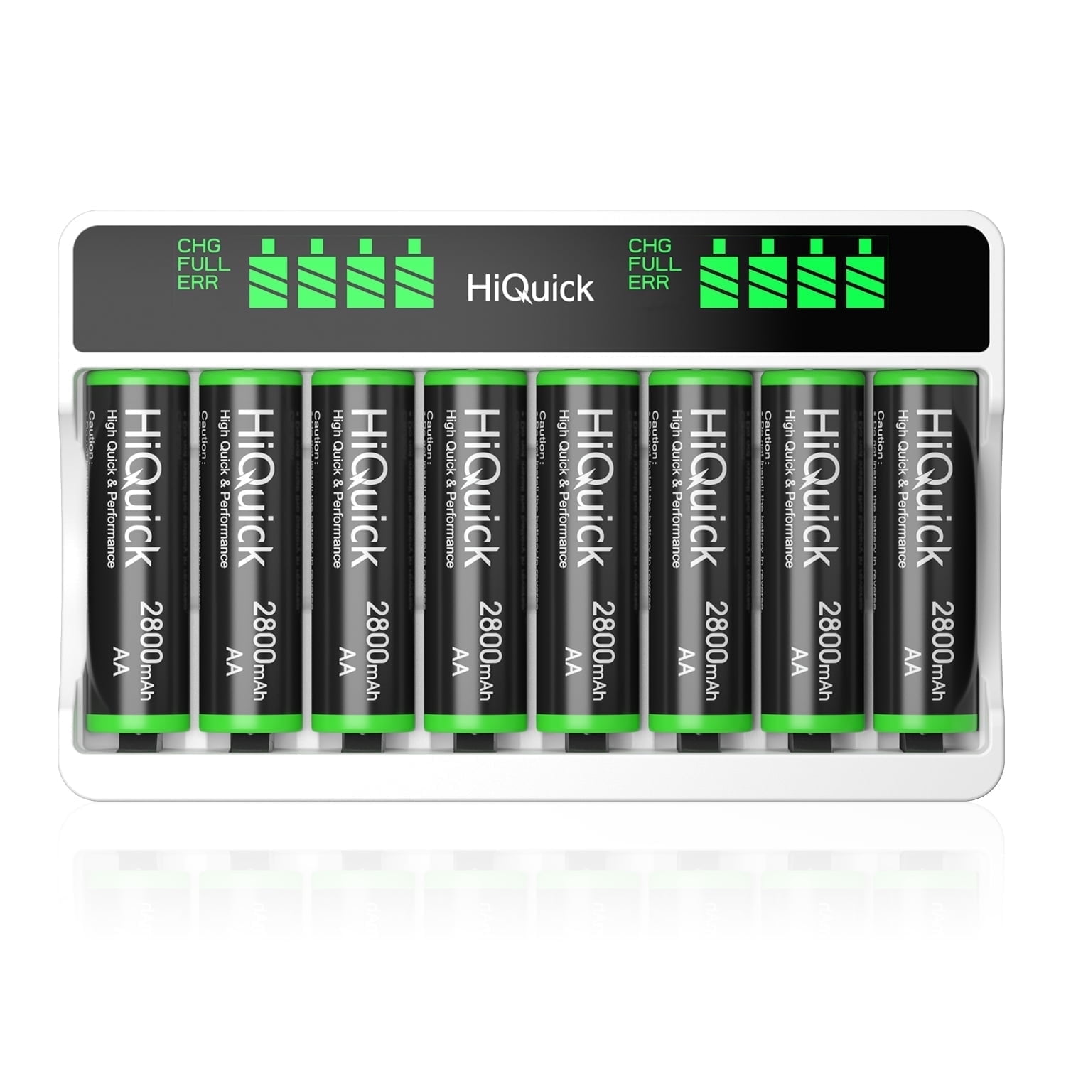 HiQuick 2800mAh AA NiMH Rechargeable Batteries (8-Count) + 8-Slot Smart ...