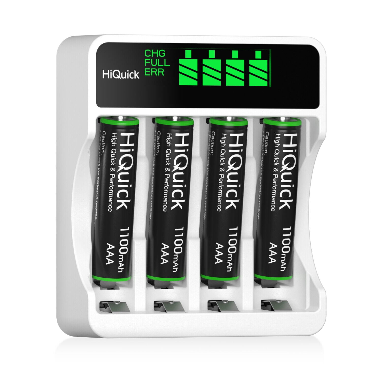HiQuick (4 Pack) 1.2V 1100mAh NiMh AAA Batteries High Capacity with LCD ...