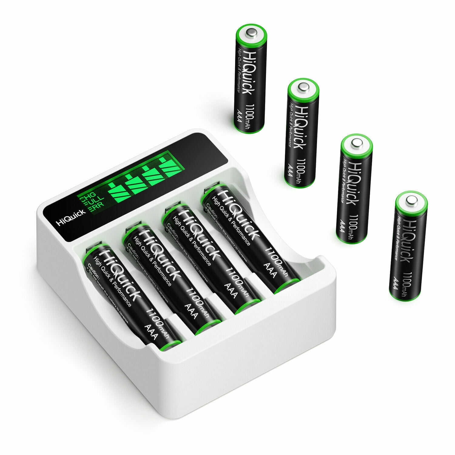 HiQuick (8 Pack) 1.2V 1100mAh NiMh AAA Batteries High Capacity with LCD ...