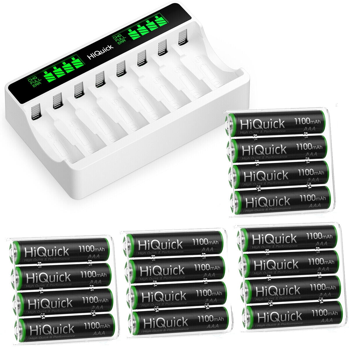 HiQuick Rechargeable AAA Batteries 1100mAh 1.2V NiMH 16 Counts with 8 ...