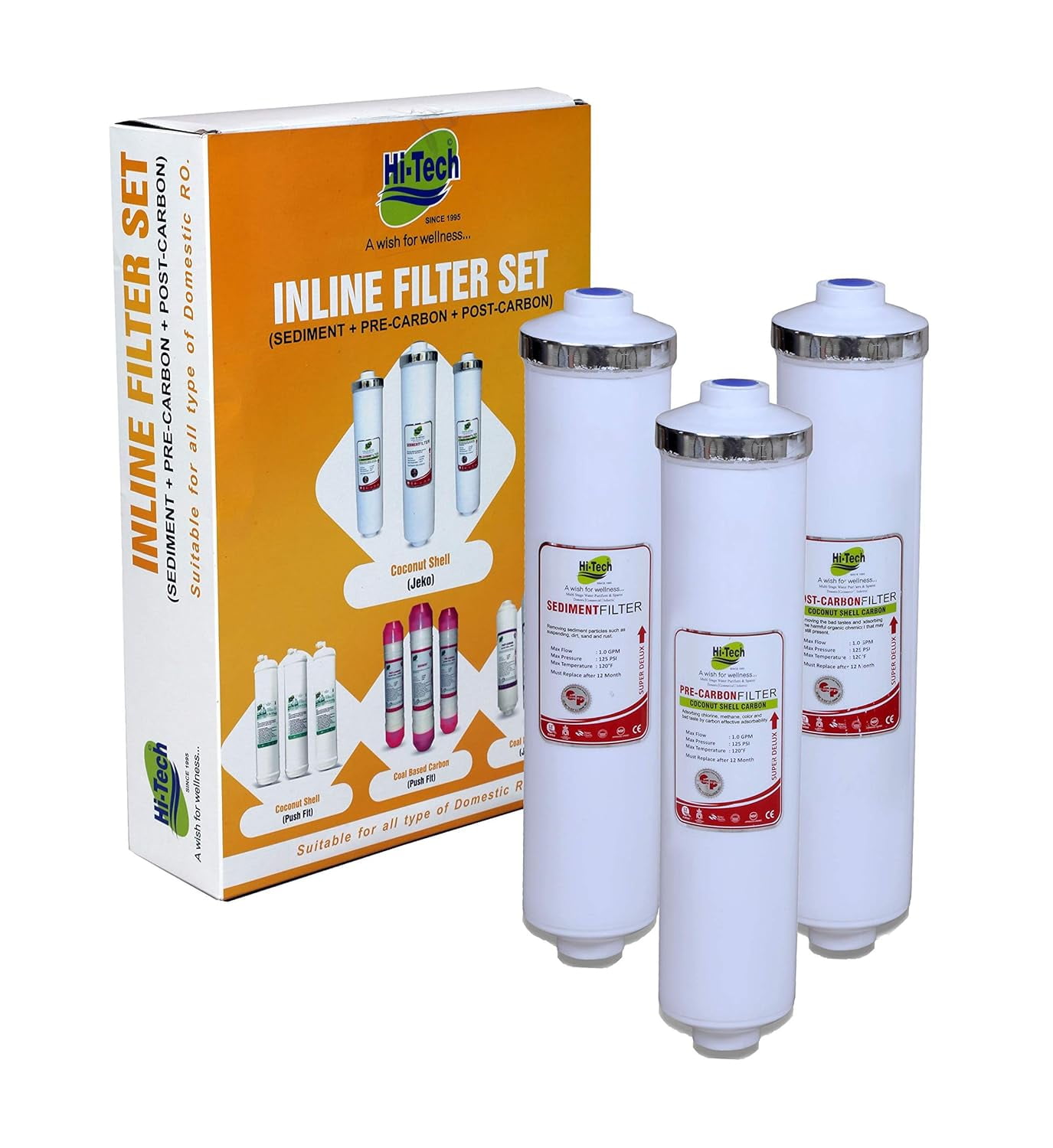 HiTech Water Purifier Filter Set for Any Water Purifier 10 inch Inline ...