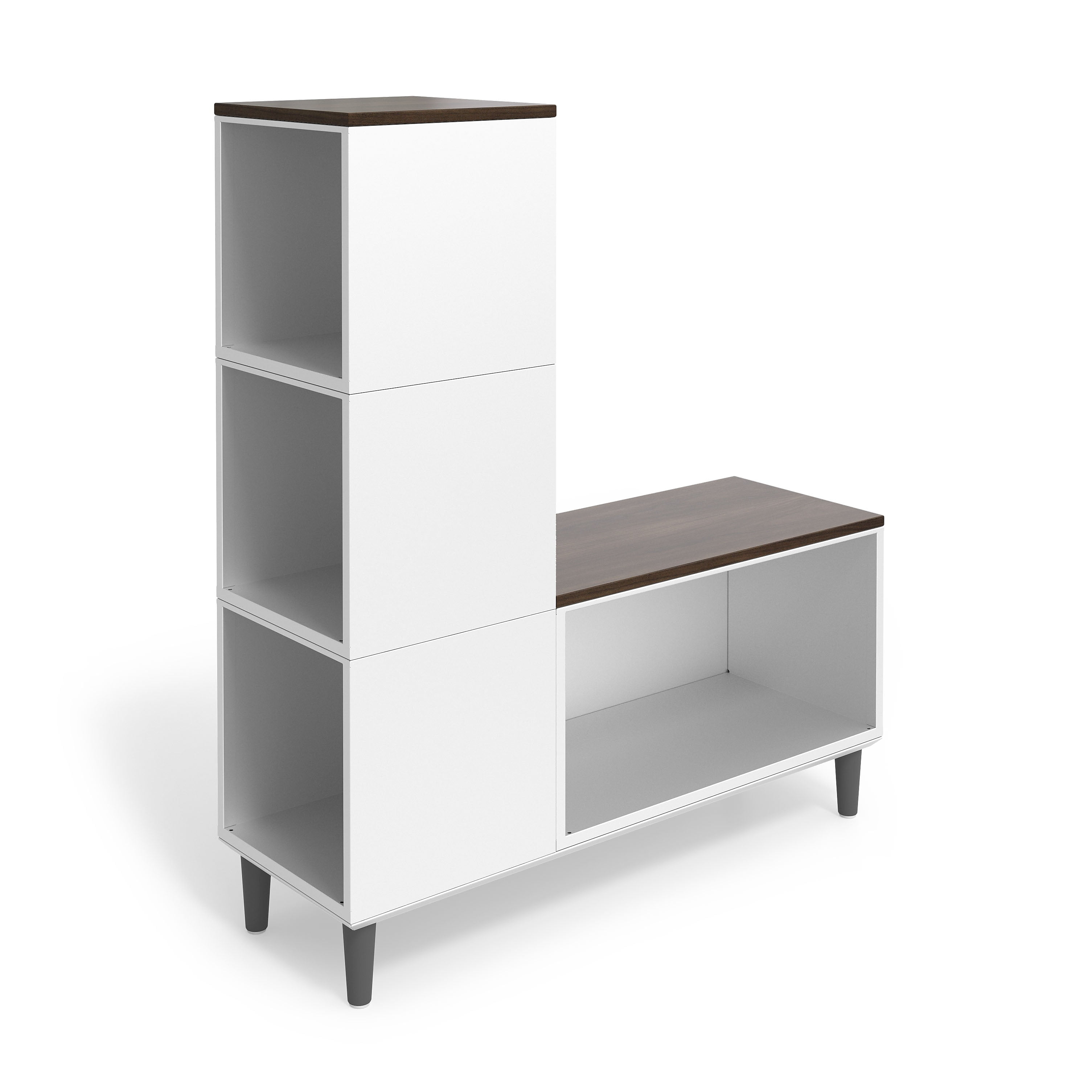 HiTouch UN55720-CC Lewis Storage 7 L-Shaped Shelving Unit, Dark Walnut ...