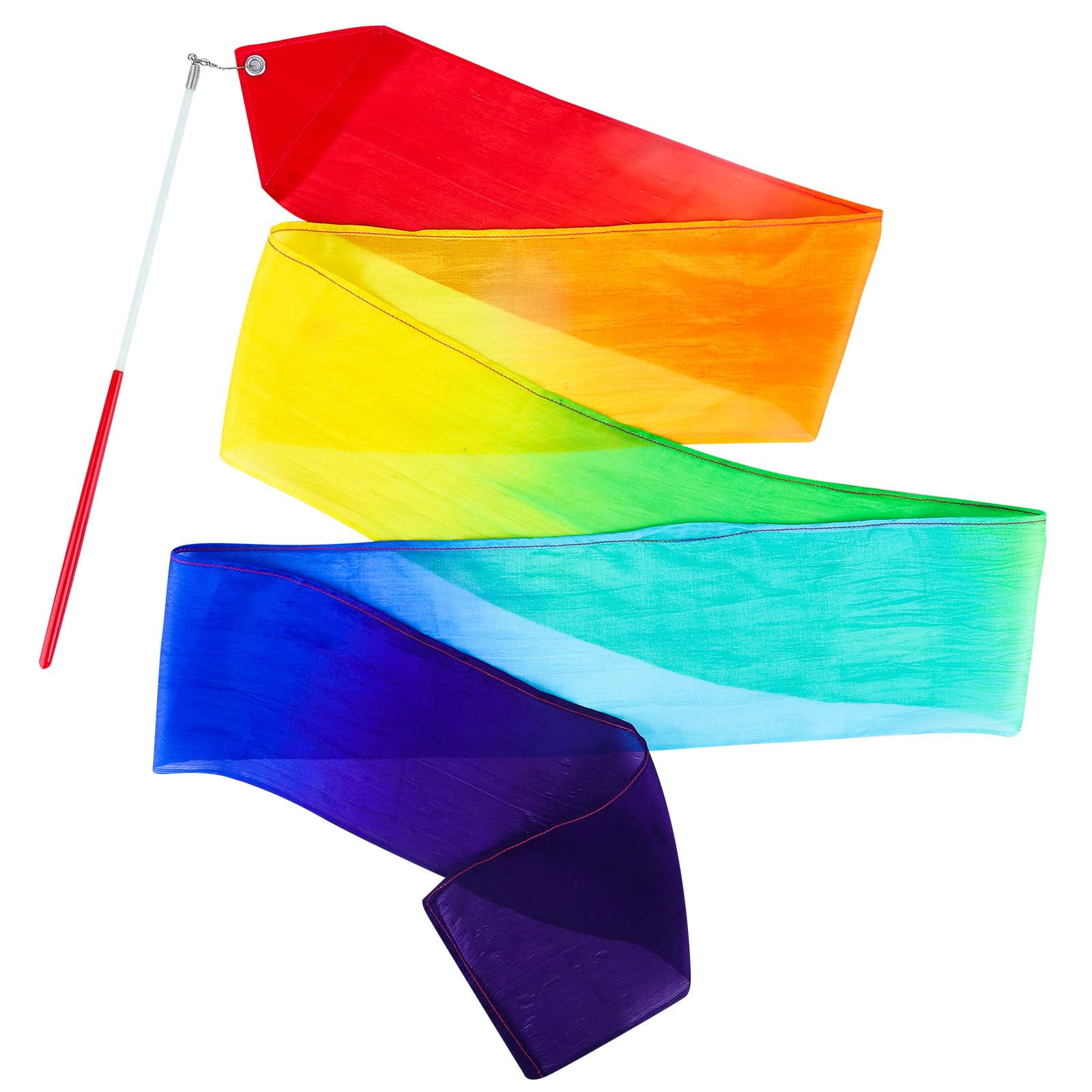 HiUnicorn 100% Silk Rainbow Ribbon Dance Streamers Wand for Kids ...