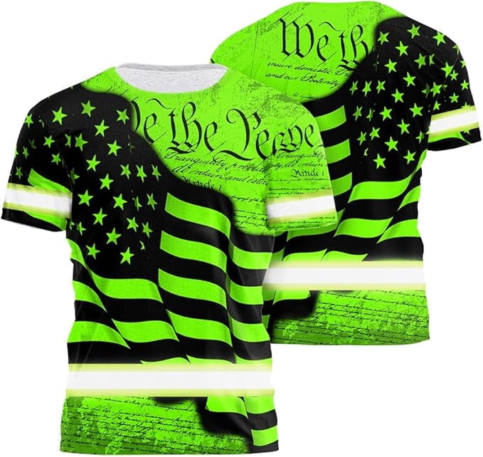 HiVis Custom Reflective America Flag Patriotic Safety Shirt for Workers ...