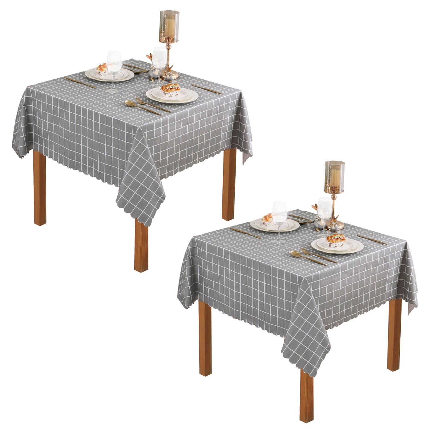 Hiasan 2-piece pack Checkered PVC Tablecloth Square - 100% Waterproof ...