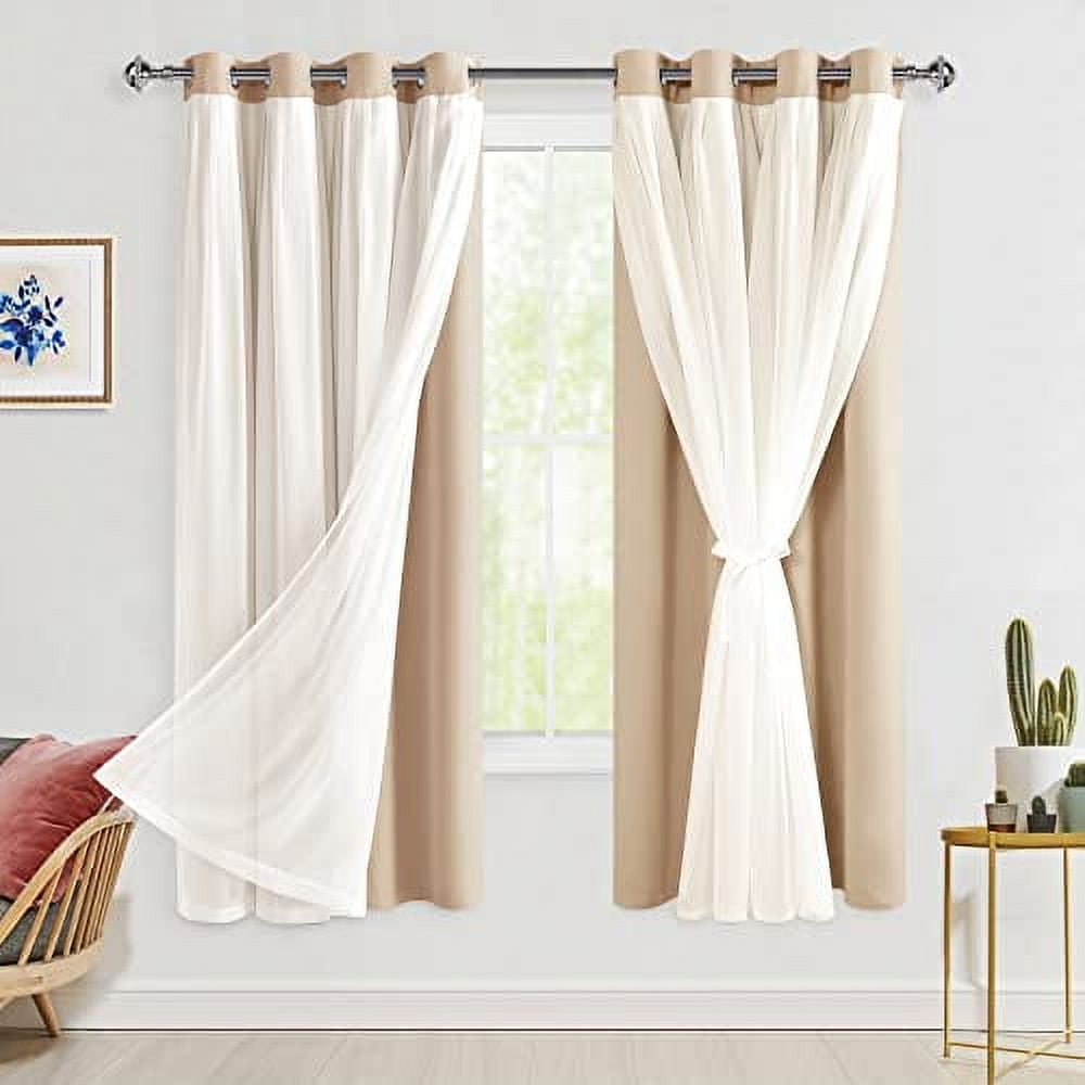 Hiasan Blackout Curtains with Sheer Overlay, Grommet Thermal Insulated ...