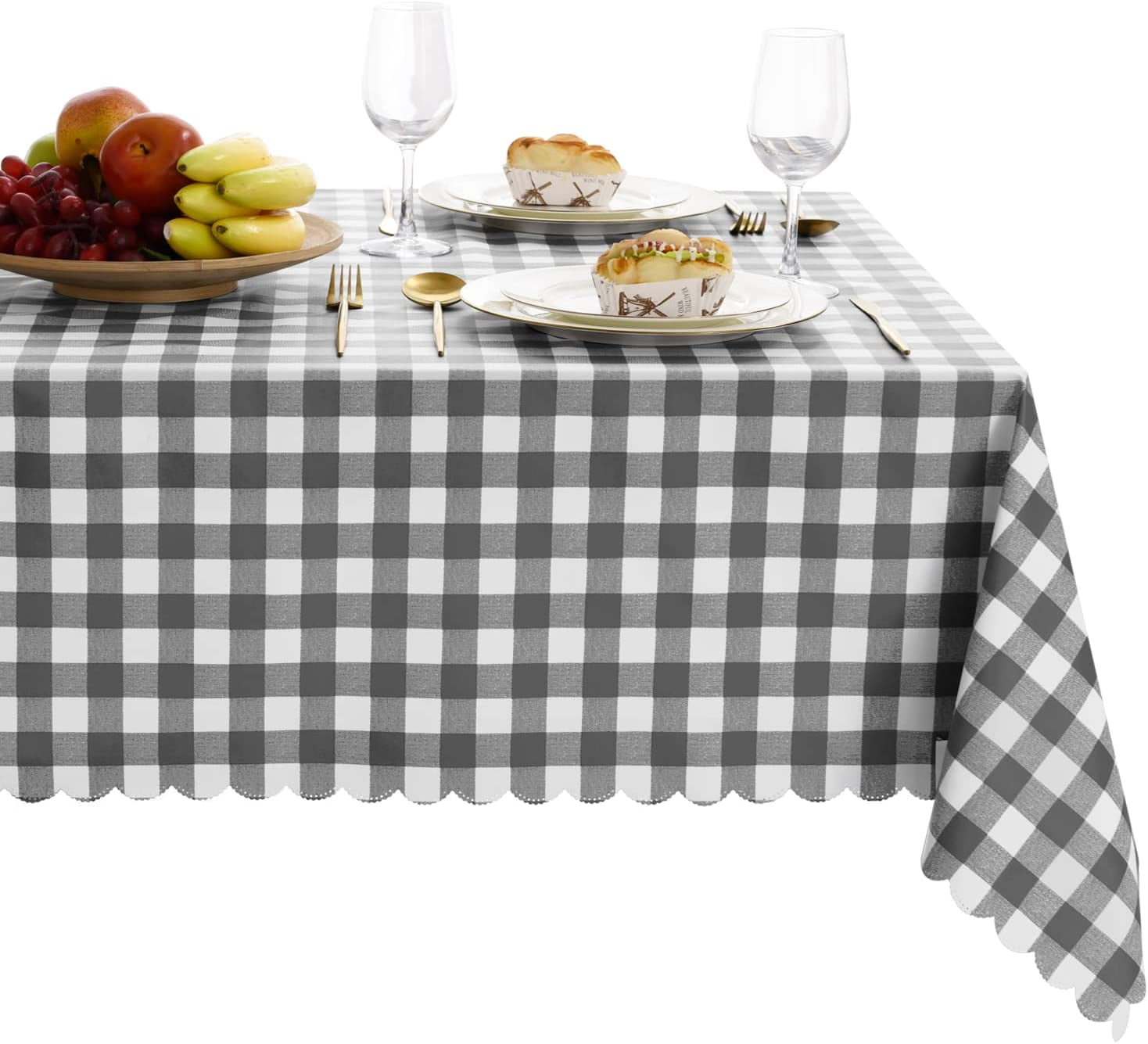 Hiasan Checkered PVC Tablecloth Rectangle - 100% Waterproof Spillproof ...