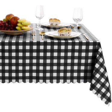 Hiasan Black Round Tablecloth 120 Inch - Waterproof Stain and Wrinkle ...