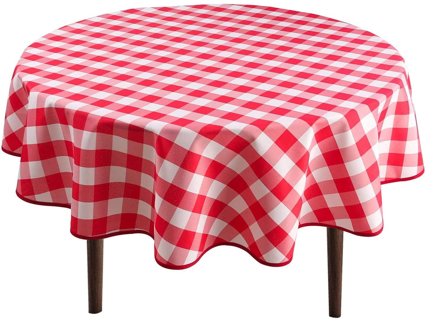 Hiasan Checkered Round Tablecloth 45 Inch - Waterproof Stain and ...