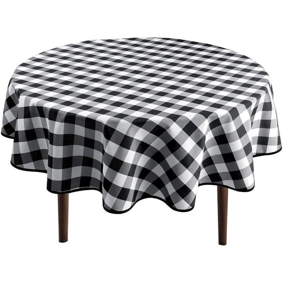 Checkered Round Tablecloth 70 Inch - Waterproof & Wrinkle Resistant ...