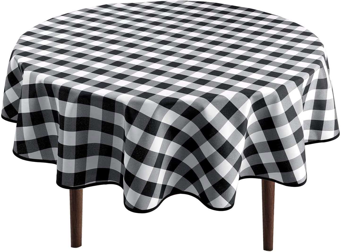 FOLINS&HOME White Round 60 inch Tablecloth - Waterproof & Wrinkle Free ...