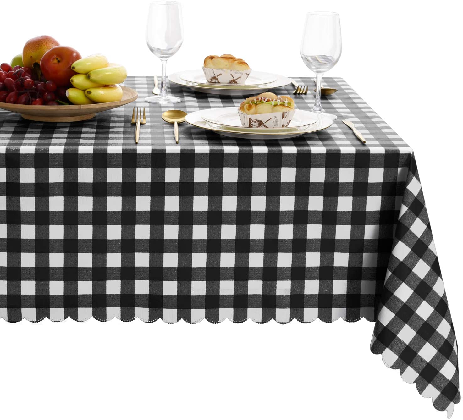 DII Black/White Checkers Tablecloth, 60x84", 100% Cotton - Walmart.com