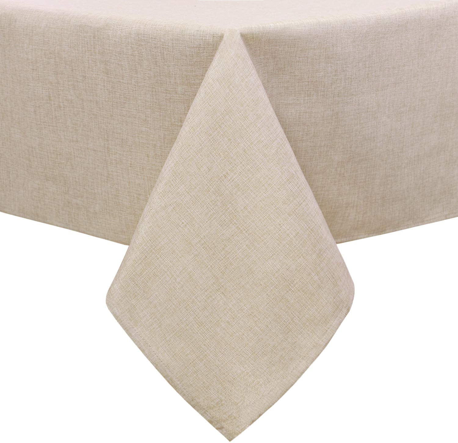 Efavormart 120" Beige Premium Faux Linen Round Tablecloth | Textured ...