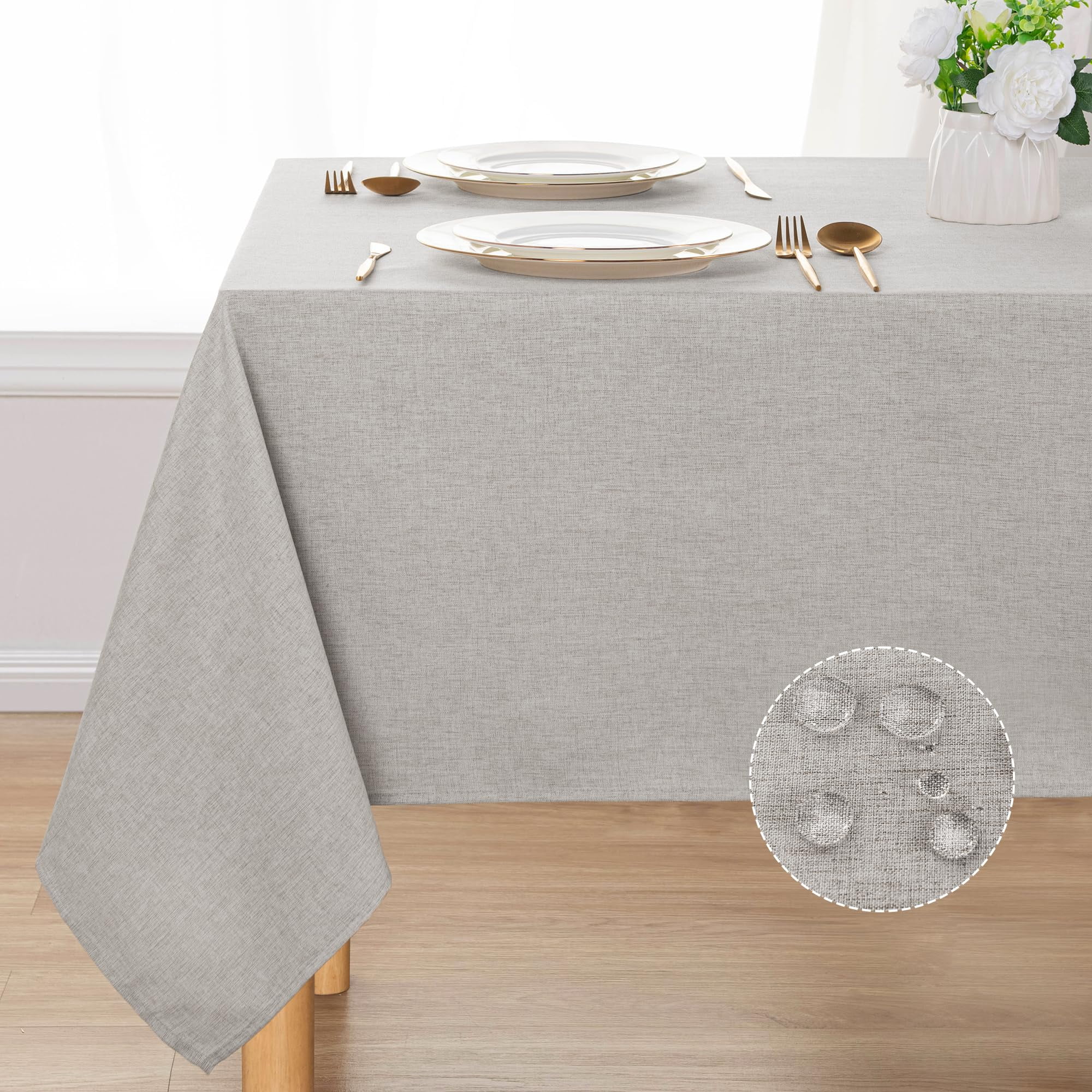Hiasan Faux Linen Tablecloth, Soft Polyester Table Cover for Rectangle ...