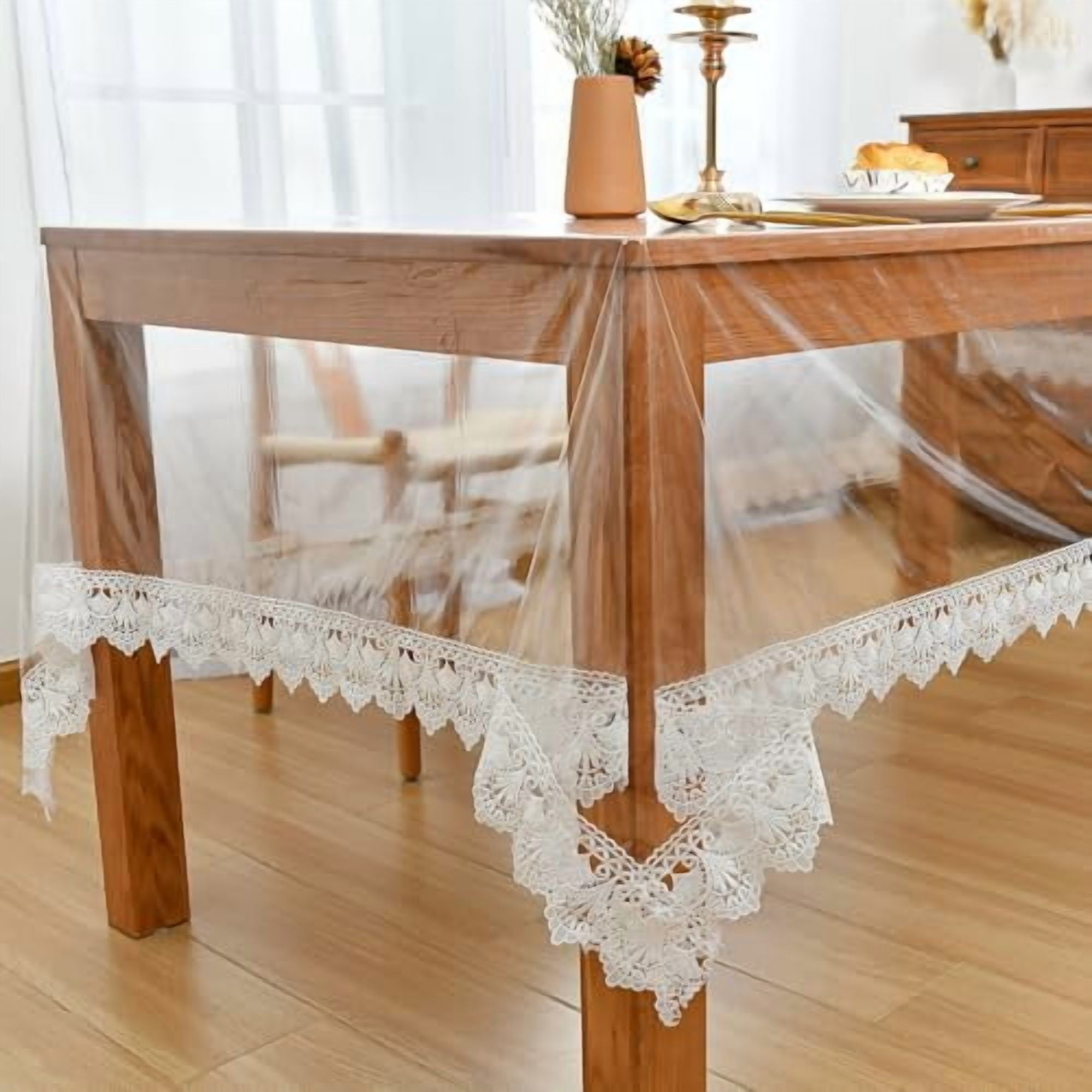 Hiasan Lace Clear PVC Tablecloth,100% Waterproof & Oil-Proof, Easy Wipe ...