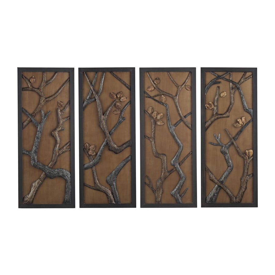 Hiatus-Set Of 3 Hand Cast Branch Wall Panels Mounted On Gold Background ...