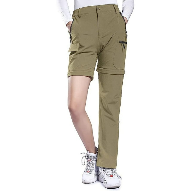 Hiauspor Convertible Pants For Women Zip Off Cargo Hiking Capri Stretch