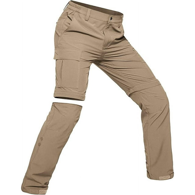 Hiauspor Hiking Cargo Pants for Men Convertible Zip Off with 5 Deep ...