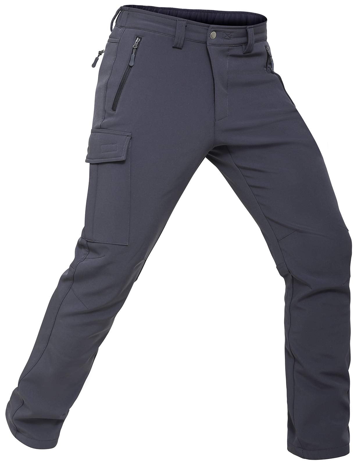 Hiauspor Men's Waterproof Fleece Lined Hiking Pants, Snow Ski Softshell ...