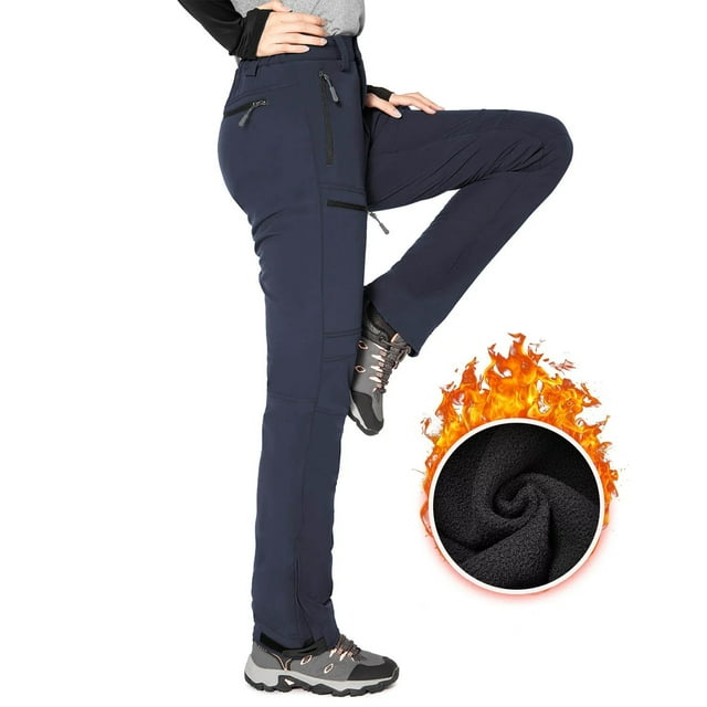 Hiauspor Women's Waterproof Hiking Pants Fleece Lined Ski Snow Winter ...