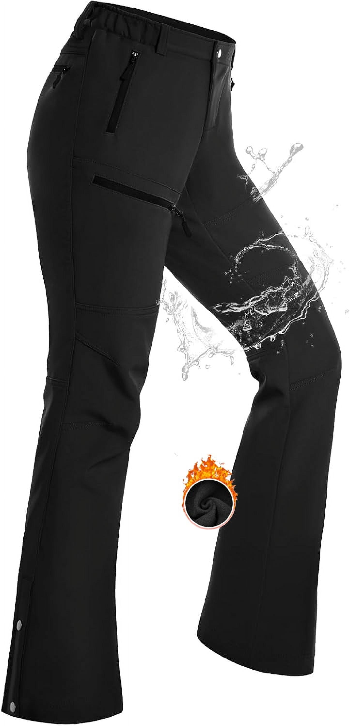 Hiauspor Womens Snow Ski Pants Fleece Lined Insulated Flare for Hiking ...