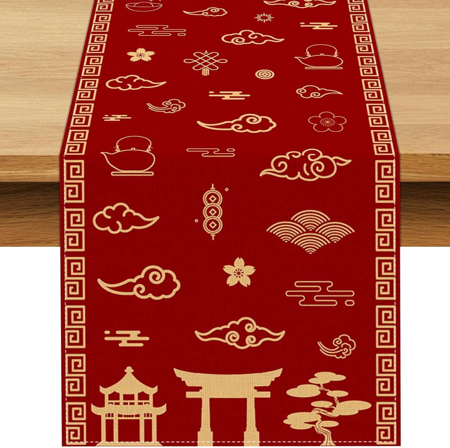 Hibachi Party Decorations Japanese Table Runner Chinese Asian Happy New ...