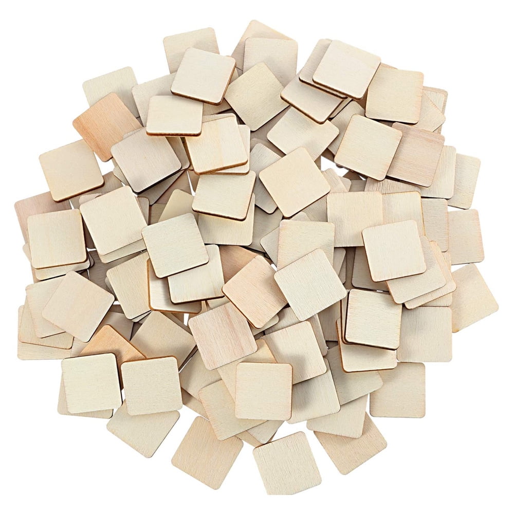 Hibalala Unfinished Wood Pieces Blank Wood Squares Round Corner Wooden ...