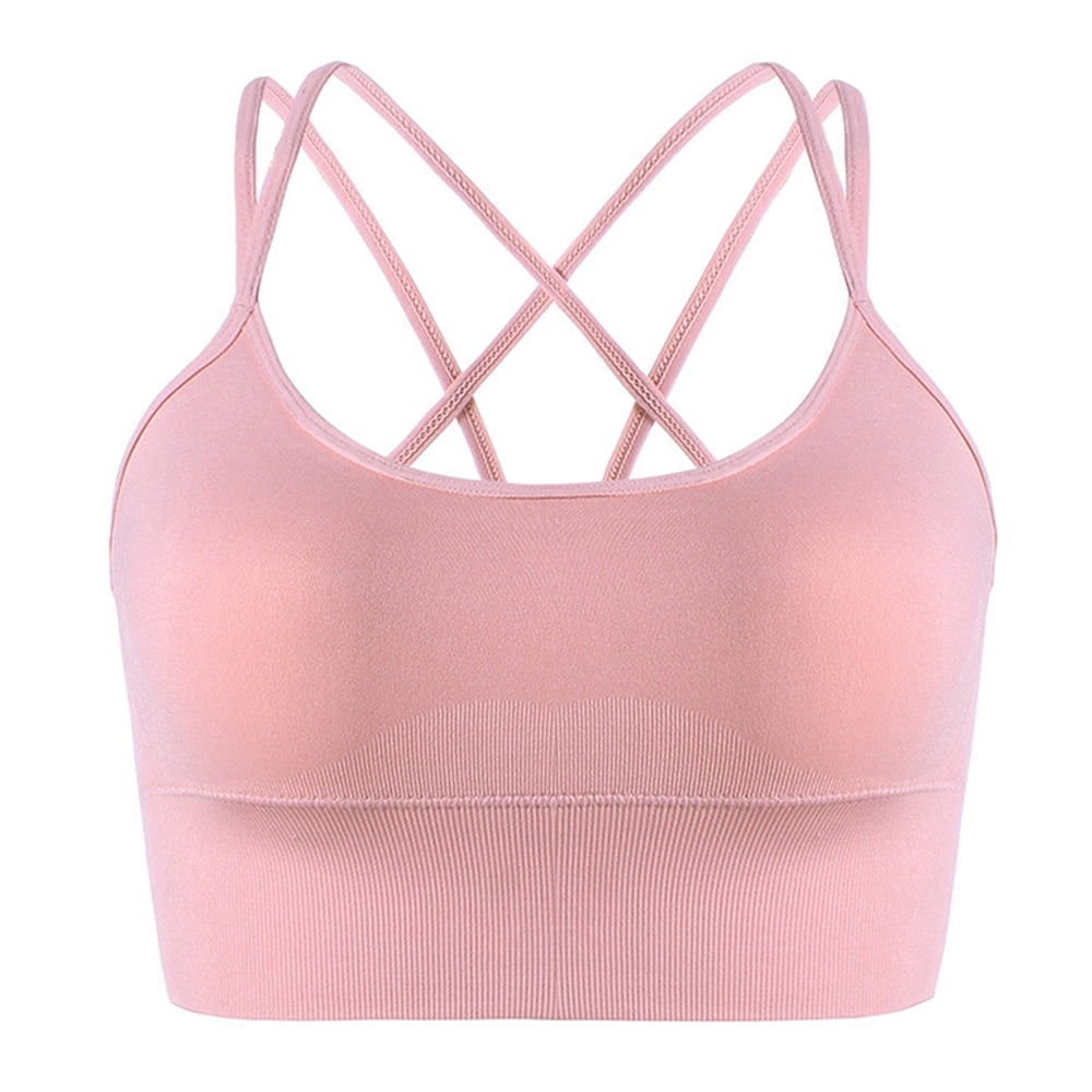 Hibalala Women's diagonal back sports Underwear Padded strap Medium ...